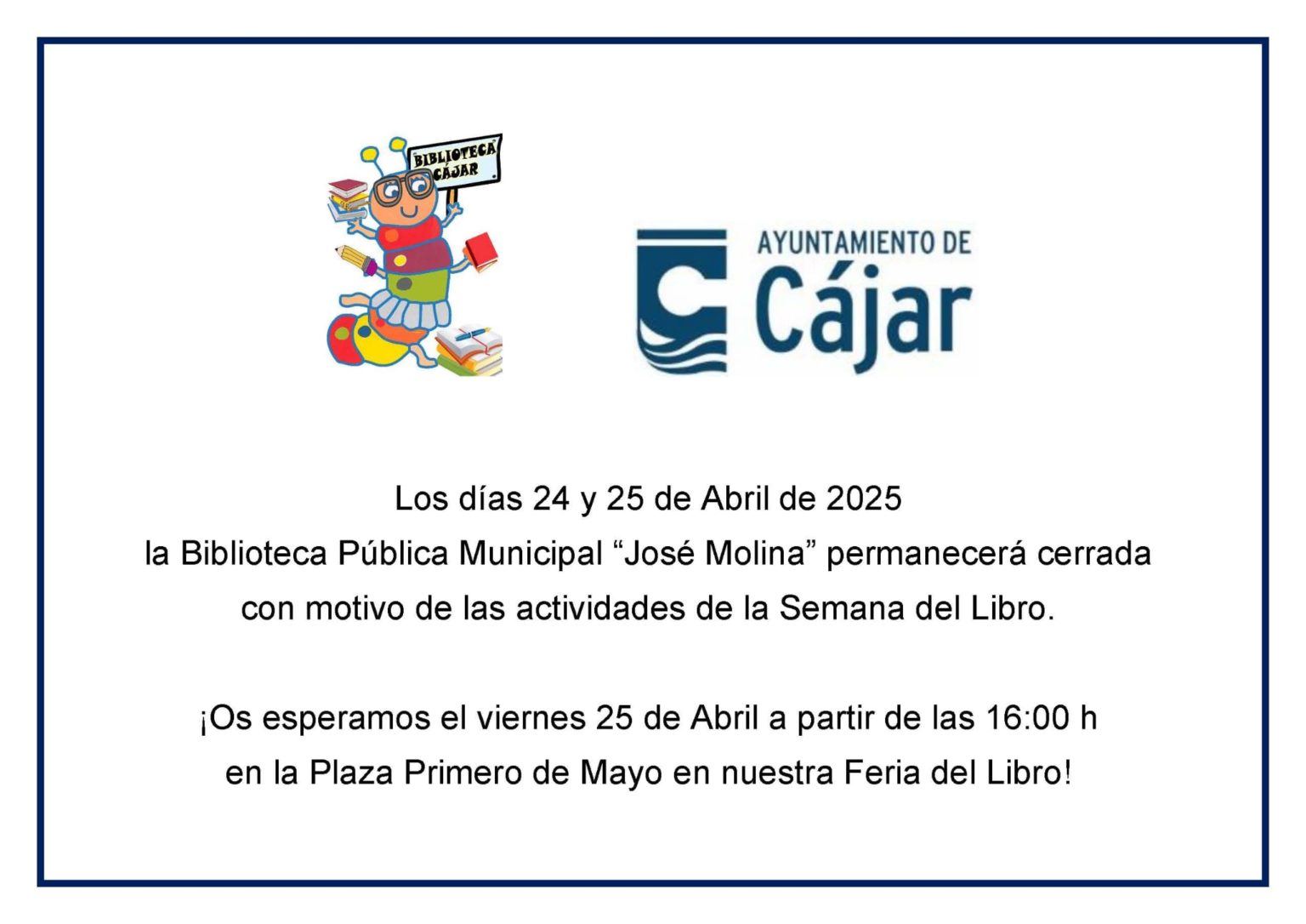 AVISO DE LA BIBLIOTECA PÚBLICA MUNICIPAL “JOSÉ MOLINA” - Ayuntamiento ...