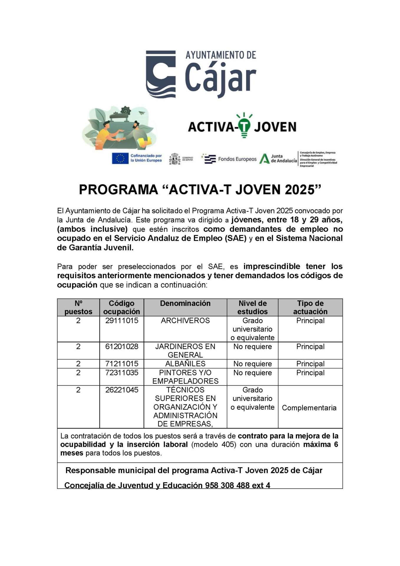 PROGRAMA “ACTIVA-T JOVEN 2025” - Ayuntamiento de Cajar